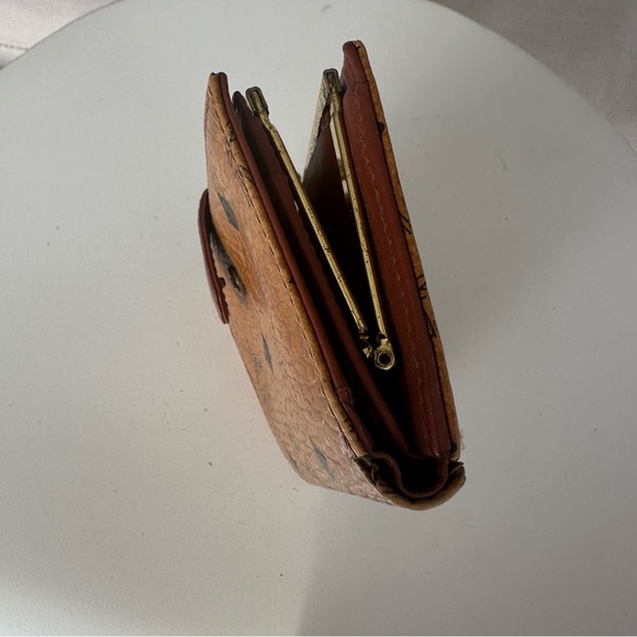 MCM | Bags | Mcm Vintage Cognac Visetos Bifold Wallet With Kiss Lock ...